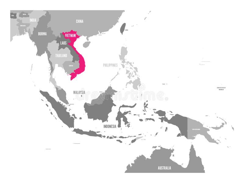 Vector Map of Vietnam. Pink Highlighted in Southeast Asia Region Stock ... Vector Map of Vietnam. Pink Highlighted in Southeast Asia Region Stock ...