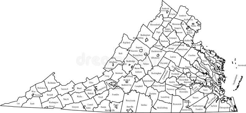 Map of the Virginia stock vector. Illustration of travel - 206444178