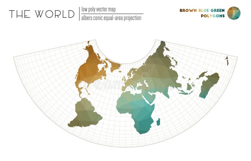 World Map. Albers Conic Equal-area Projection Stock Illustration ...