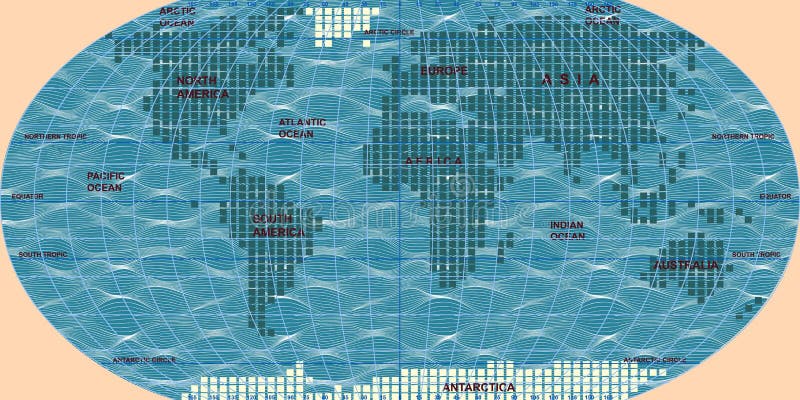 Vector Map of the World. Oceans and Continents on a Flat Projection ...