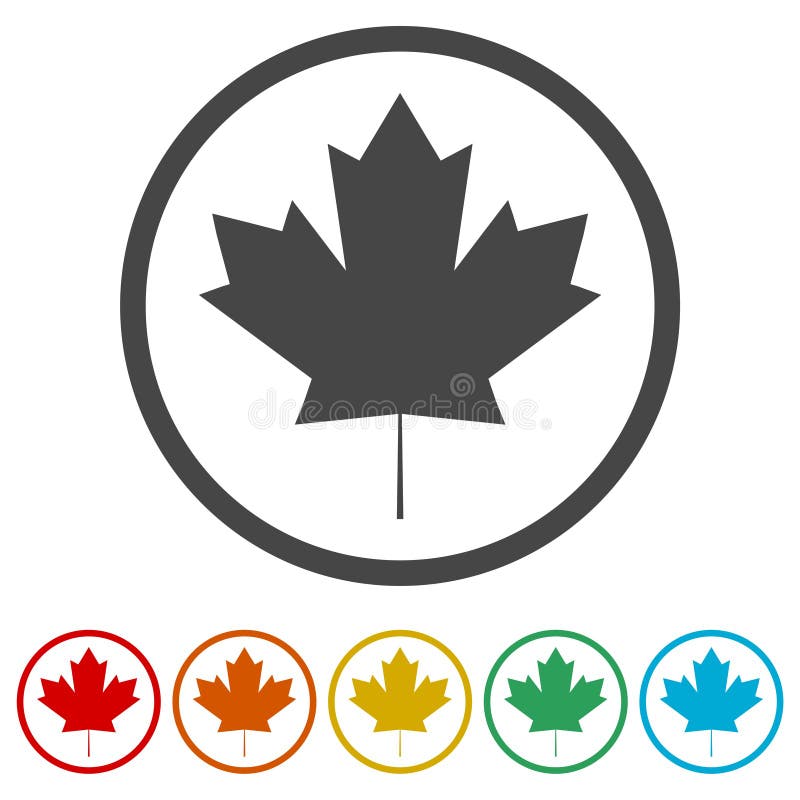 Vector Maple Leaf Icon, 6 Colors Included Stock Vector - Illustration ...