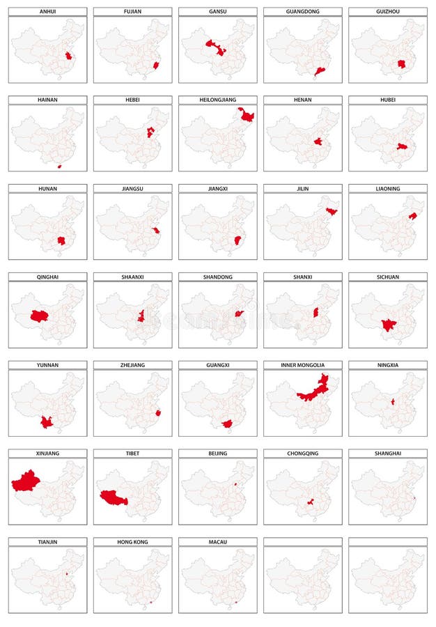 33 Vector Maps of the Administrative Divisions of China Stock Vector ...