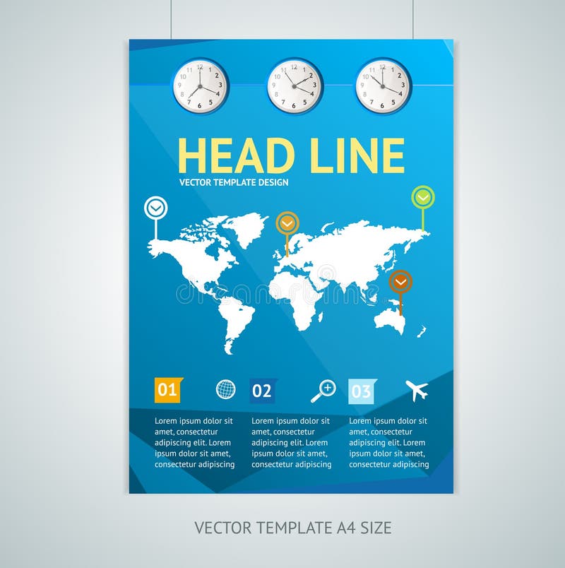 Vector Maps Brochure Flyer Design Templates Stock Vector - Illustration ...