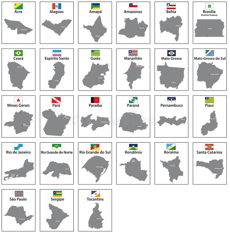 Vector Maps with Flags of the 27 States of Brazil Stock Vector ...