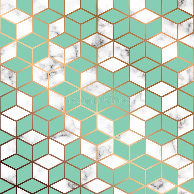 Vector Marble Texture Seamless Pattern Design With Golden Geometric