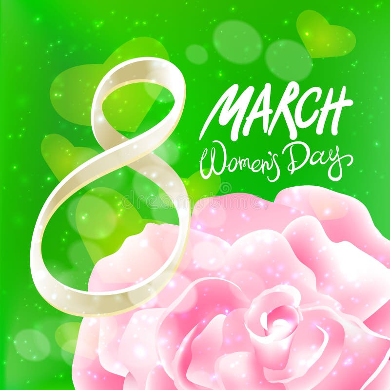 Vector. 8 March Womens Day. Pink Rose Stock Vector - Illustration of ...