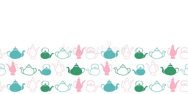 Vector Marching Garden Tea Party Teapots and Kettles Seamless Pattern ...