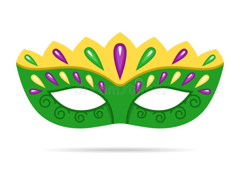 Vector Mardi Gras Cartoon Green Mask on White Background Stock Vector ...