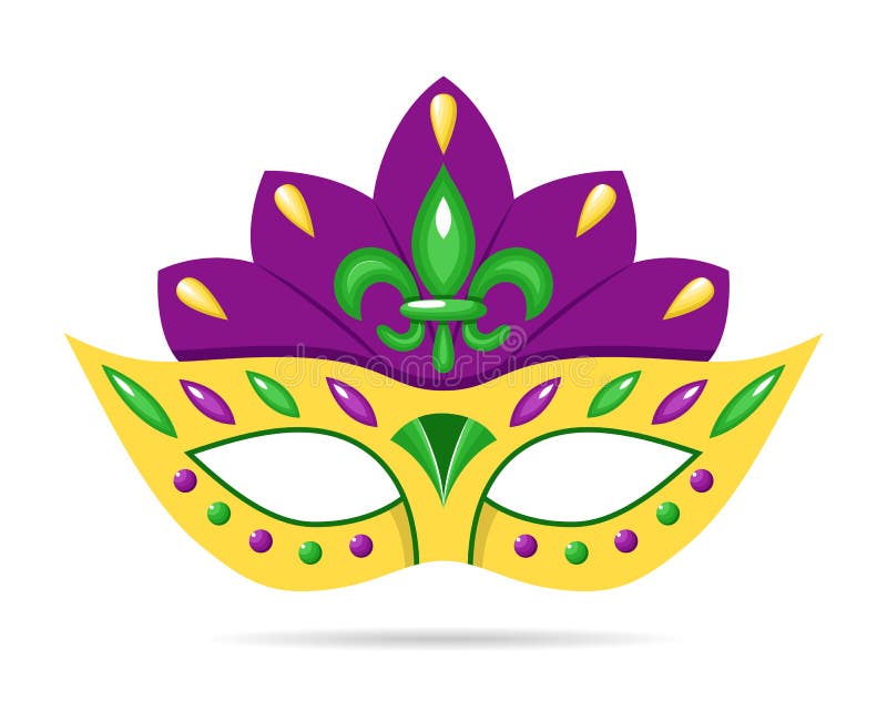 Vector Mardi Gras Cartoon Mask on White Background Stock Vector ...