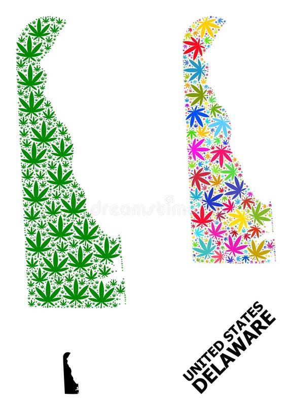Vector Collage Map of Delaware State of Bright and Green Marijuana ...