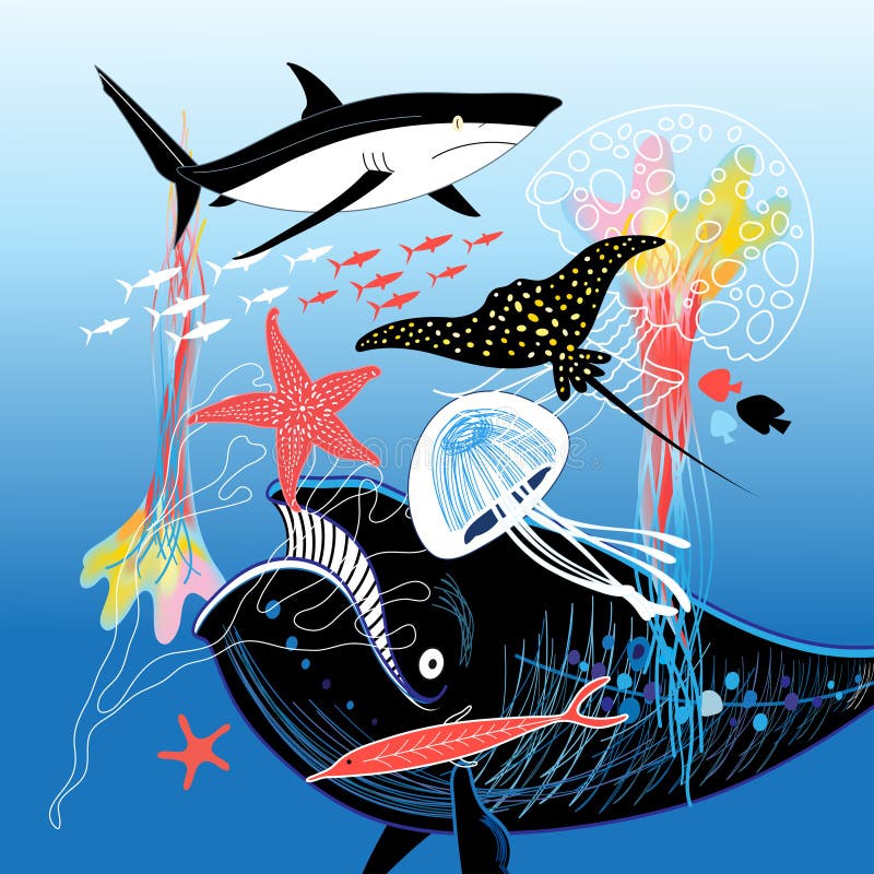 Vector Marine background stock vector. Illustration of island - 84132064