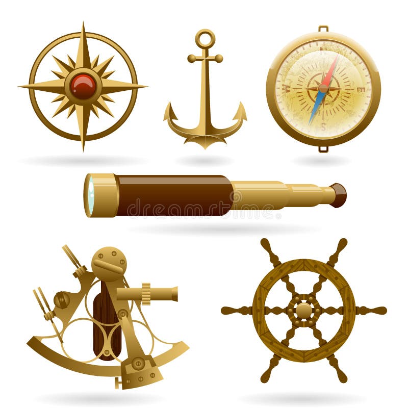 Vector Marine Navigation Icon Set Isolated On White Background