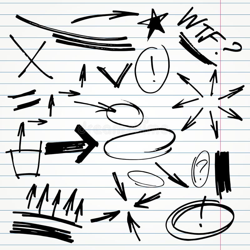 Vector Marker Hand Drawn Design Elements - Notes Stock Vector ...