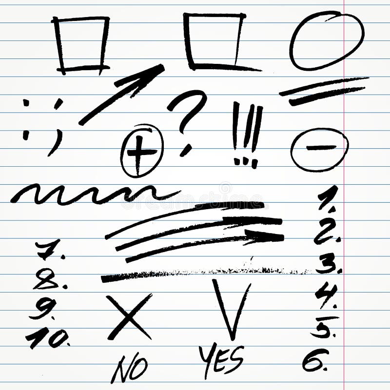 Vector Marker Hand Drawn Design Elements - Notes Stock Vector ...