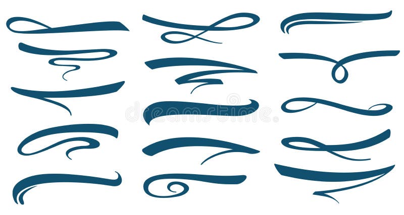 Set of Underlines Lettering Lines, Vector Illustration Handwritten Mark ...
