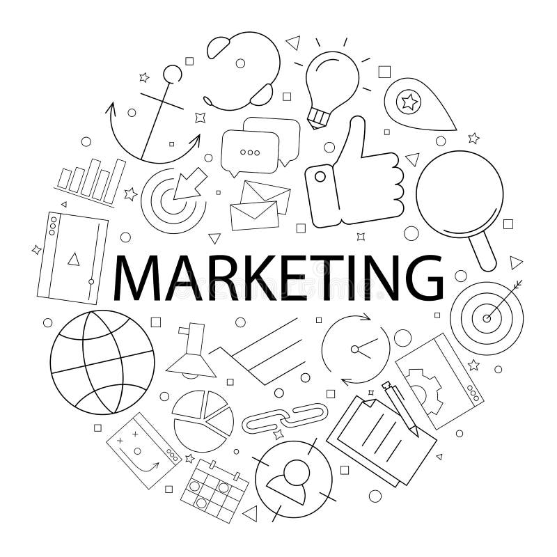 Marketing Background from Line Icon. Linear Vector Pattern Stock Vector ...