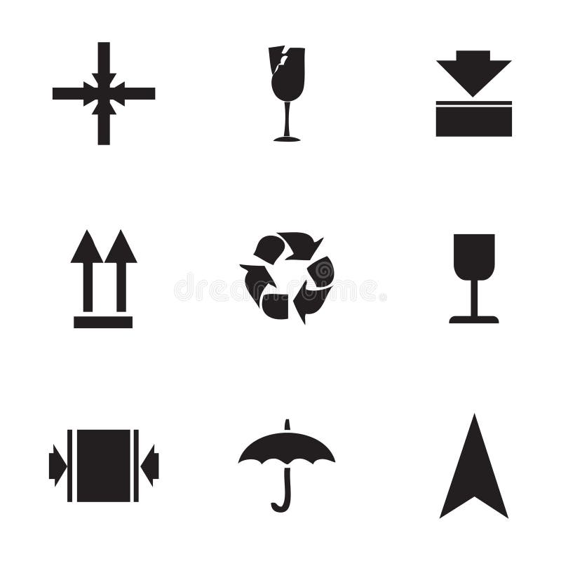 Vector Marking of Cargo Icons Set Stock Vector - Illustration of mark ...