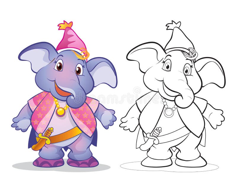 Vector of Mascot Cute Elephane Cartoon Color and Line Art Stock Vector ...