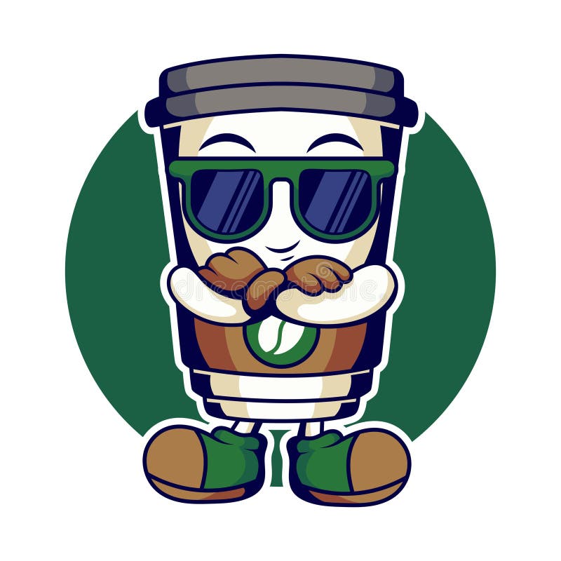 Vector Mascot for Starbucks Coffee Cup with Cool Pose Using Eyeglasses ...