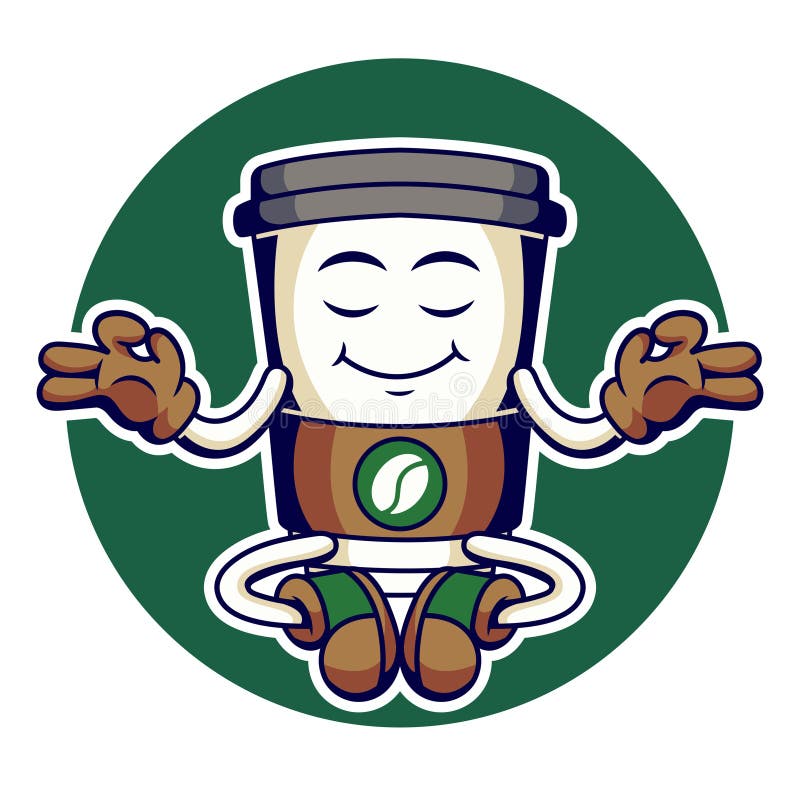 Vector Mascot for Starbucks Coffee Cup with Meditate Pose. Cartoon ...