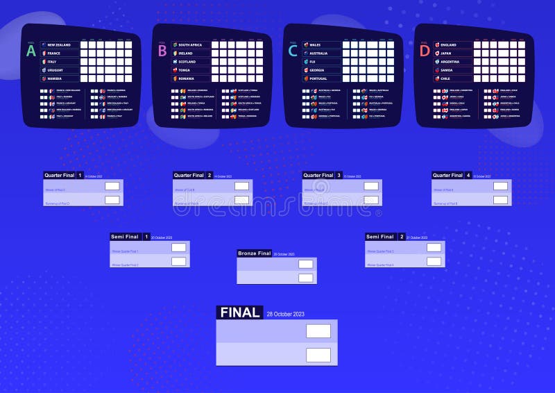 Vector Match Schedule of Rugby Tournament, All Matches Date. Size A2 ...