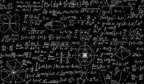 Vector Math Endless Pattern with Formulas, Figures and Handwritten ...