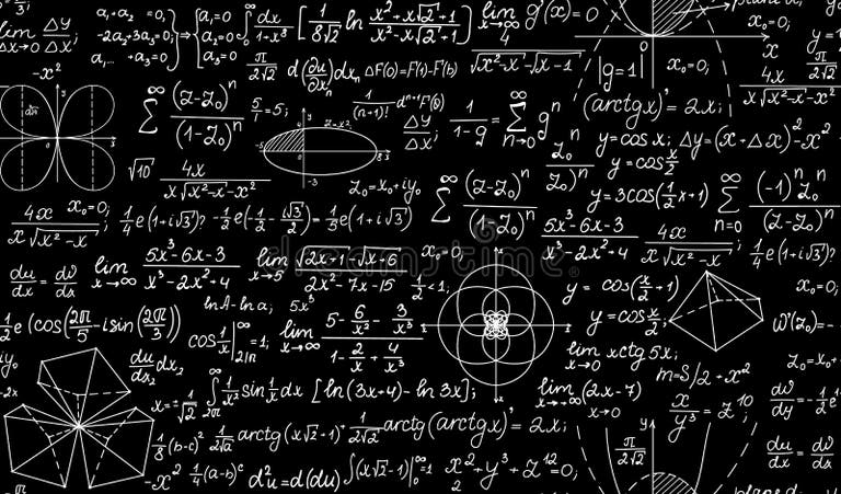 Vector Math Endless Pattern with Formulas, Figures and Handwritten ...