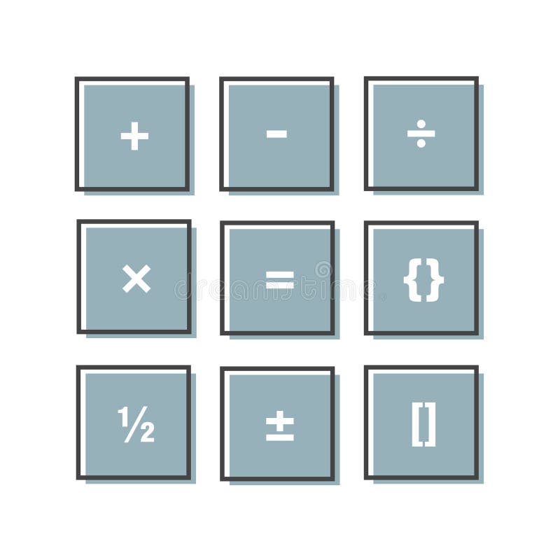 Vector Math Icons. Calculator Symbol on White Isolated Background ...