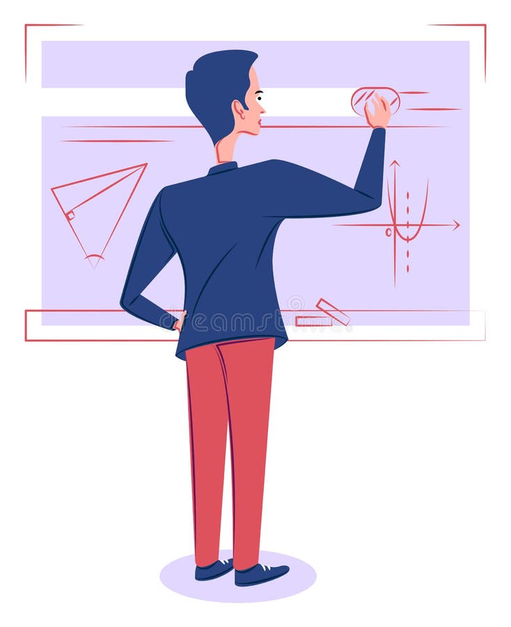 Vector Math Teacher in Shadow of Sharp Lines Style Stock Vector ...