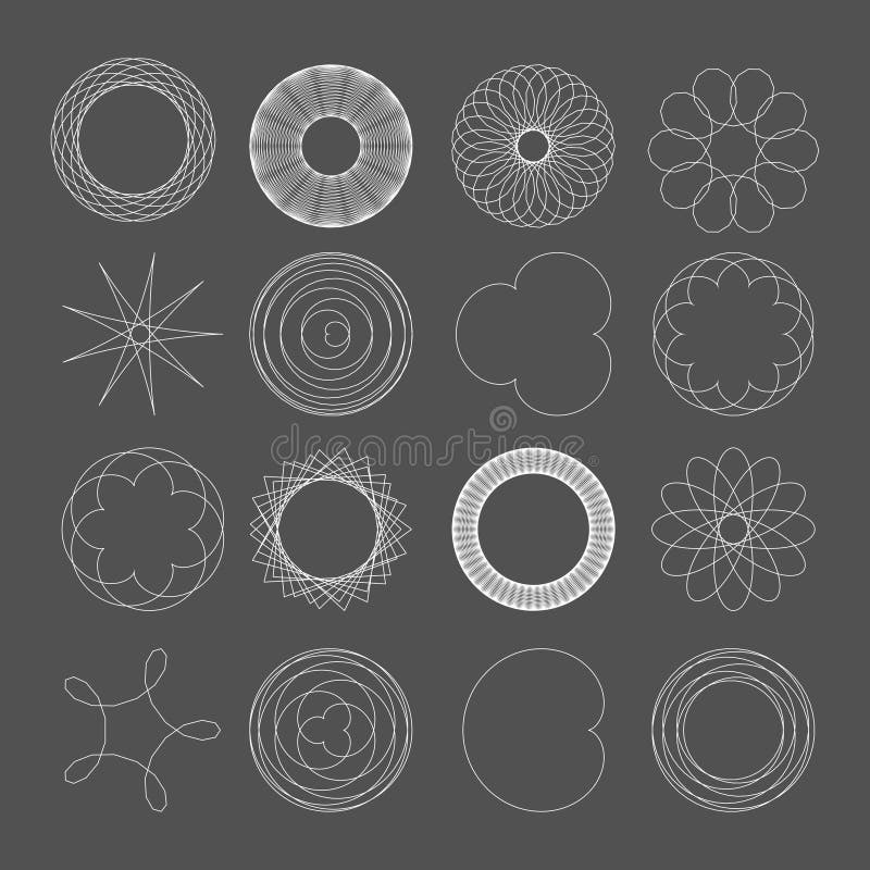 Vector Mathematical Spirograph Curve Structure Set Generative Art Stock ...