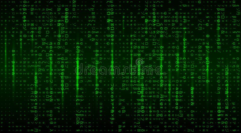 Vector Matrix Background. Stream of Greek Alphabet Symbols on Screen ...