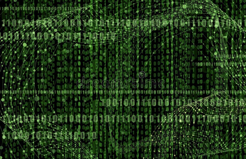 Vector Matrix Data Digital Background, Bright Green Color, Binary Code ...