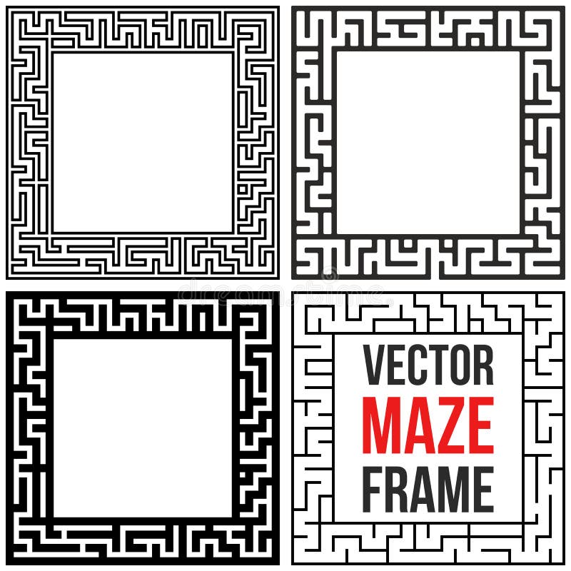 Vector Maze Frame Set. Vintage Maze Border Stock Vector - Illustration ...