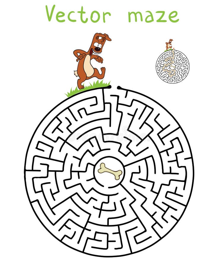 Vector Maze, Labyrinth with Dog Stock Vector - Illustration of mind ...