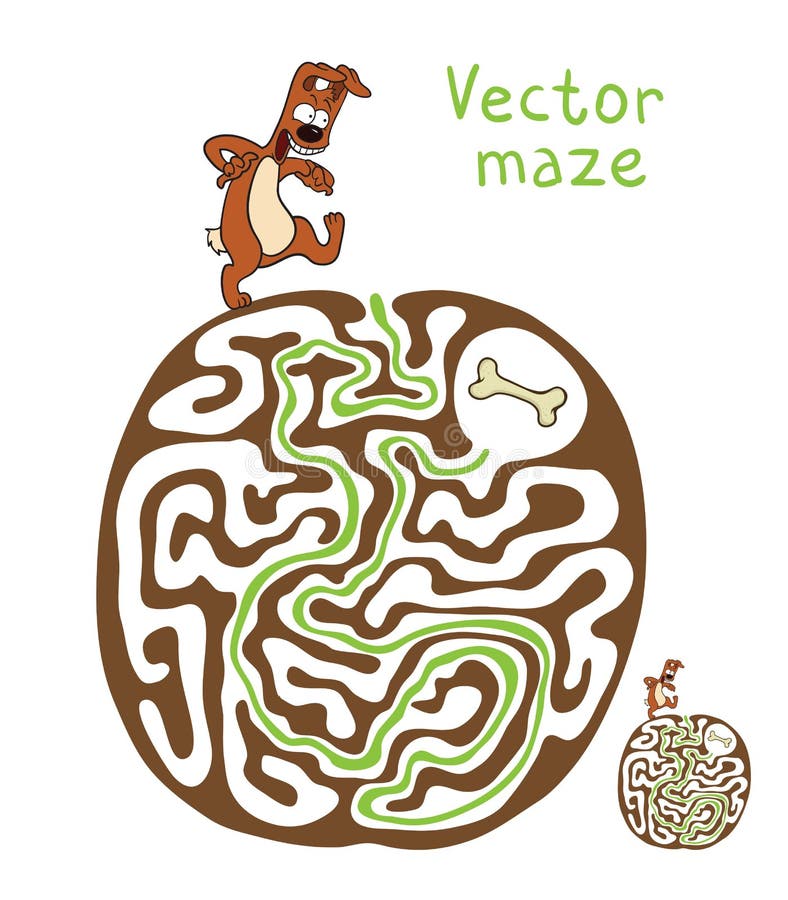 Vector Maze, Labyrinth with Dog Stock Vector - Illustration of choice ...