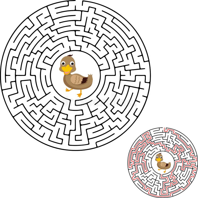 Vector Maze, Labyrinth Education Game for Children with Ducks Stock ...