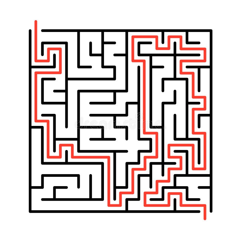 Vector Maze, Labyrinth Illustration with Solution. Stock Vector ... Vector Maze, Labyrinth Illustration with Solution. Stock Vector ...