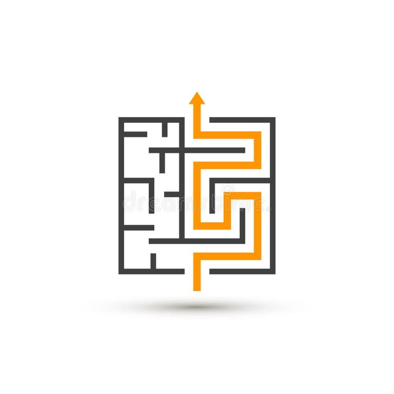 Vector Maze Logo Isolated. Labyrinth with Solution Stock Vector ...