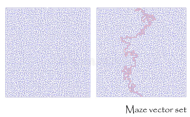 Vector Maze Set with a Solution Stock Vector - Illustration of entry ... Vector Maze Set with a Solution Stock Vector - Illustration of entry ...