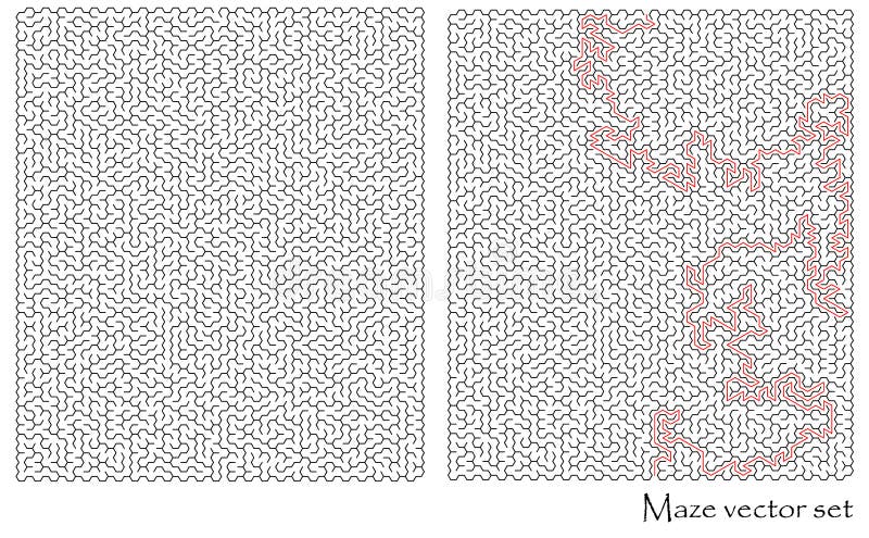 Vector Maze Set with a Solution Stock Vector - Illustration of paper ... Vector Maze Set with a Solution Stock Vector - Illustration of paper ...