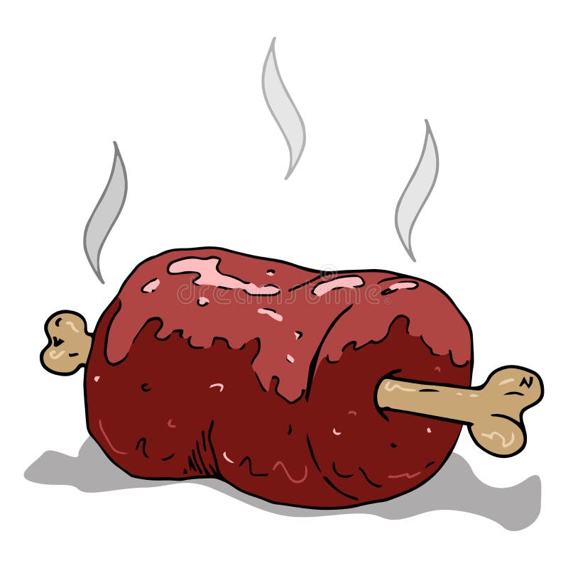 Vector of Meat on Bone. Grilled Meat on the Bone. Cooked Meat. Fragrant ...