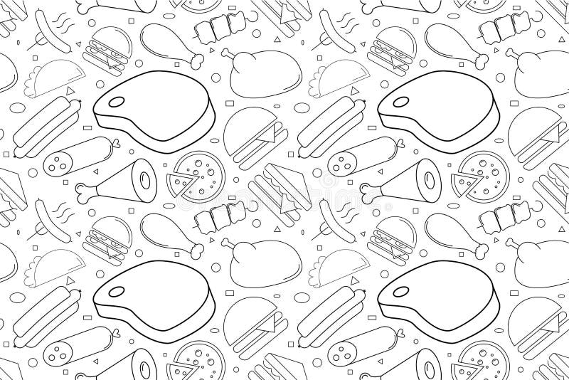 Vector Meat Pattern. Meat Seamless Background Stock Vector ... Vector Meat Pattern. Meat Seamless Background Stock Vector ...