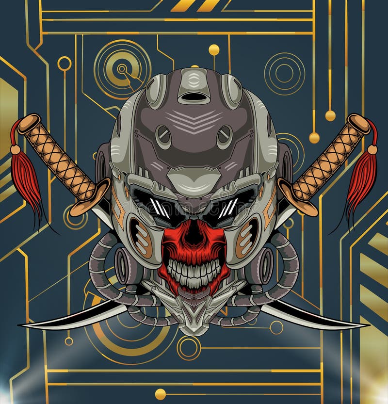 Vector Mecha Fighter Head Devil Character Illustration Stock ...