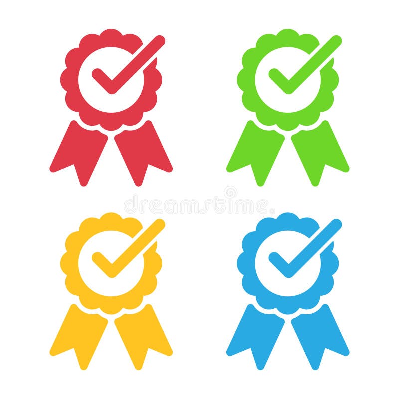 Vector Medal with Check Sign Icon Set Stock Illustration - Illustration ...