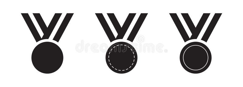 Vector Medal Icons Silhouette. Winner Symbols. Medal Icon Symbols Stock ...