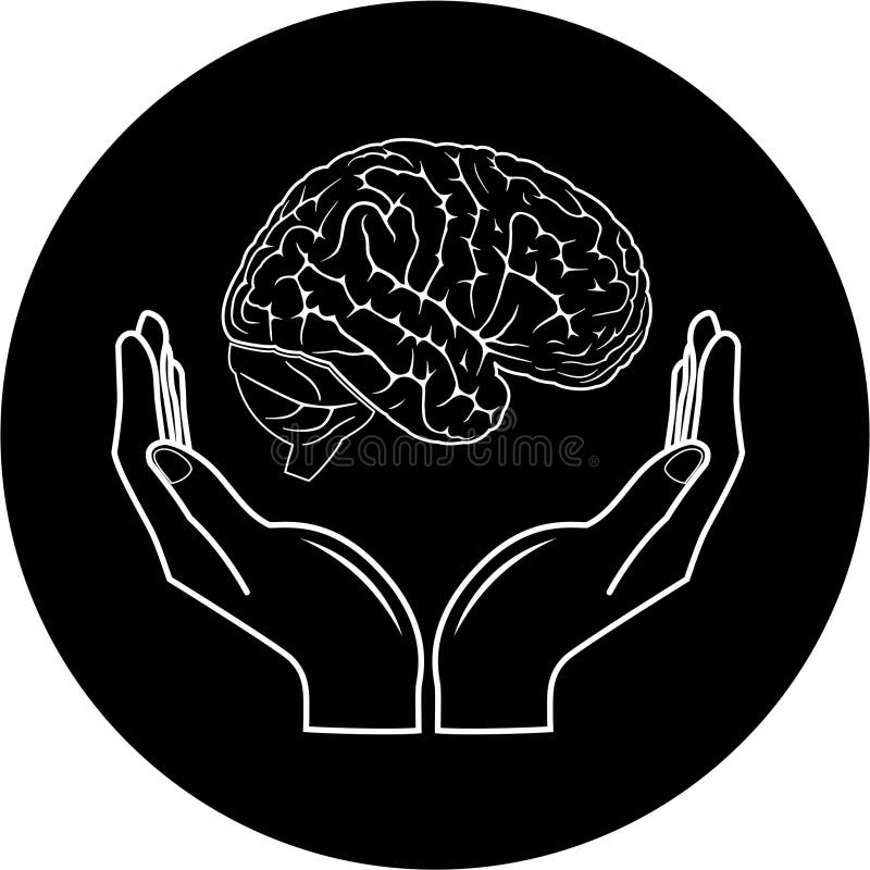 Vector brain in hands icon stock vector. Illustration of lobe - 5352967