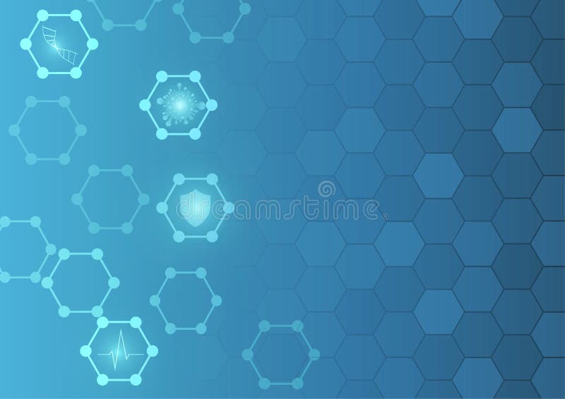 Vector : Medical Logo with Blue Hexagons Background Stock Vector ...