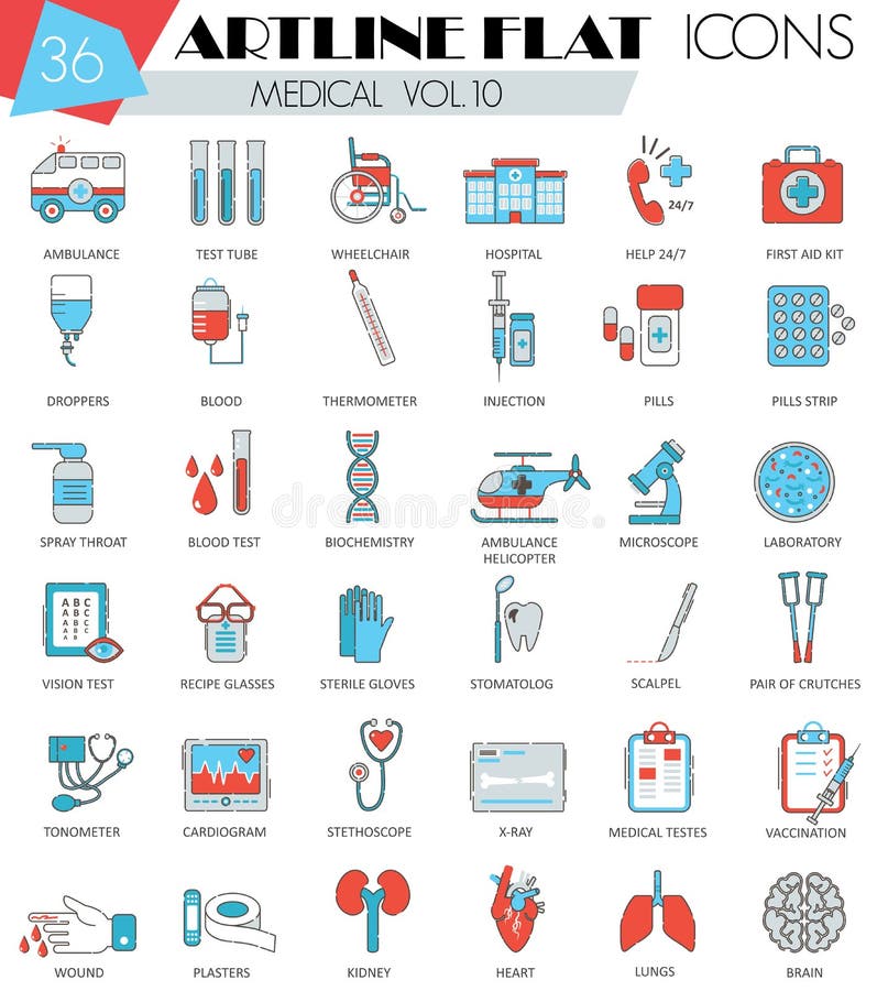 Medical Outline Concept Symbols. Perfect Thin Line Stroke Icons ...