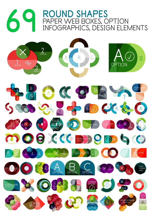 Vector Mega Collection of Geometric Round Shapes Paper Style Banner ...