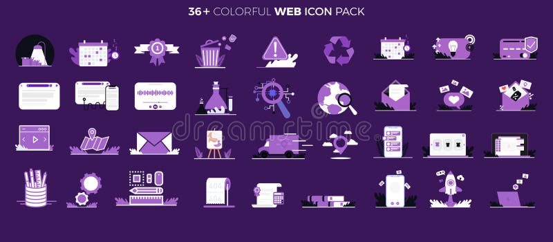 36 Vector Mega Colorful Web and Business Icon Pack Stock Vector ...